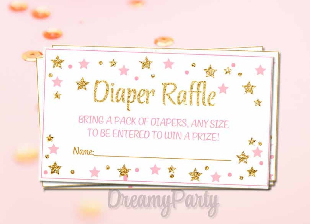 Pink and Gold Diaper Raffle Tickets, Twinkle Twinkle Little Star Baby ...