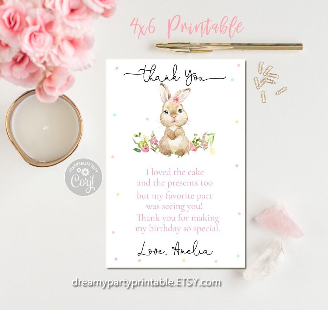 Bunny Thank You Card . Some Bunny Thank You Card Editable Template ...