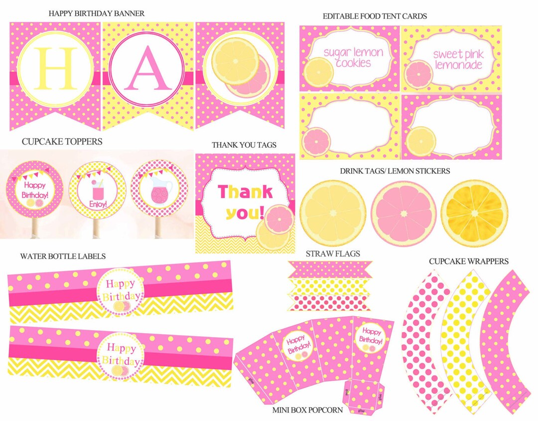 Pink Lemonade Party Package, Pink Lemonade Party , Lemonade Birthday ...