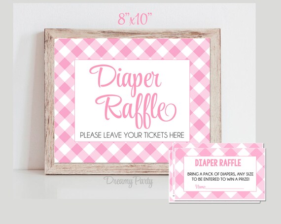 Baby Q Girl Diaper Raffle Sign and Cards Printable Diaper - Etsy