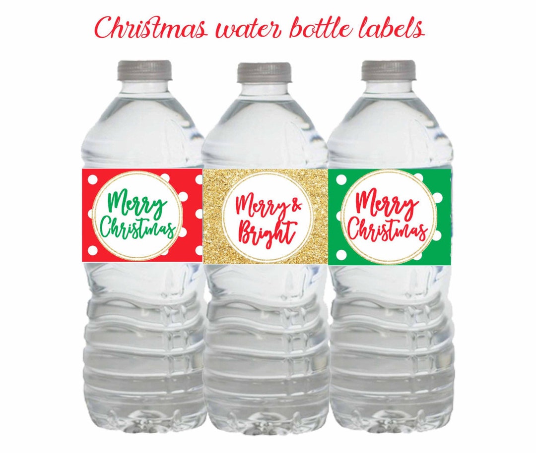Christmas Water Bottle Labels, Christmas Drink Wrappers, Christmas ...