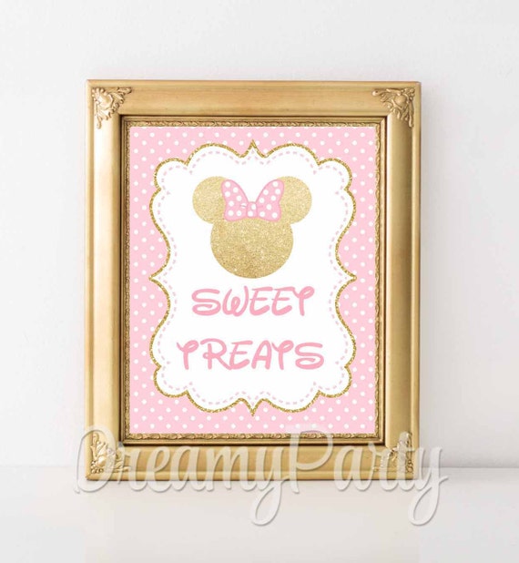 Minnie Mouse Sign Minnie Mouse Pink and Gold Party Sign | Etsy