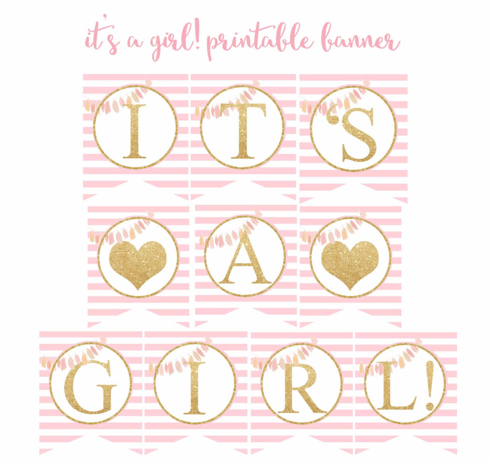 Pink and Gold Baby Shower Banner It's a Girl Banner - Etsy