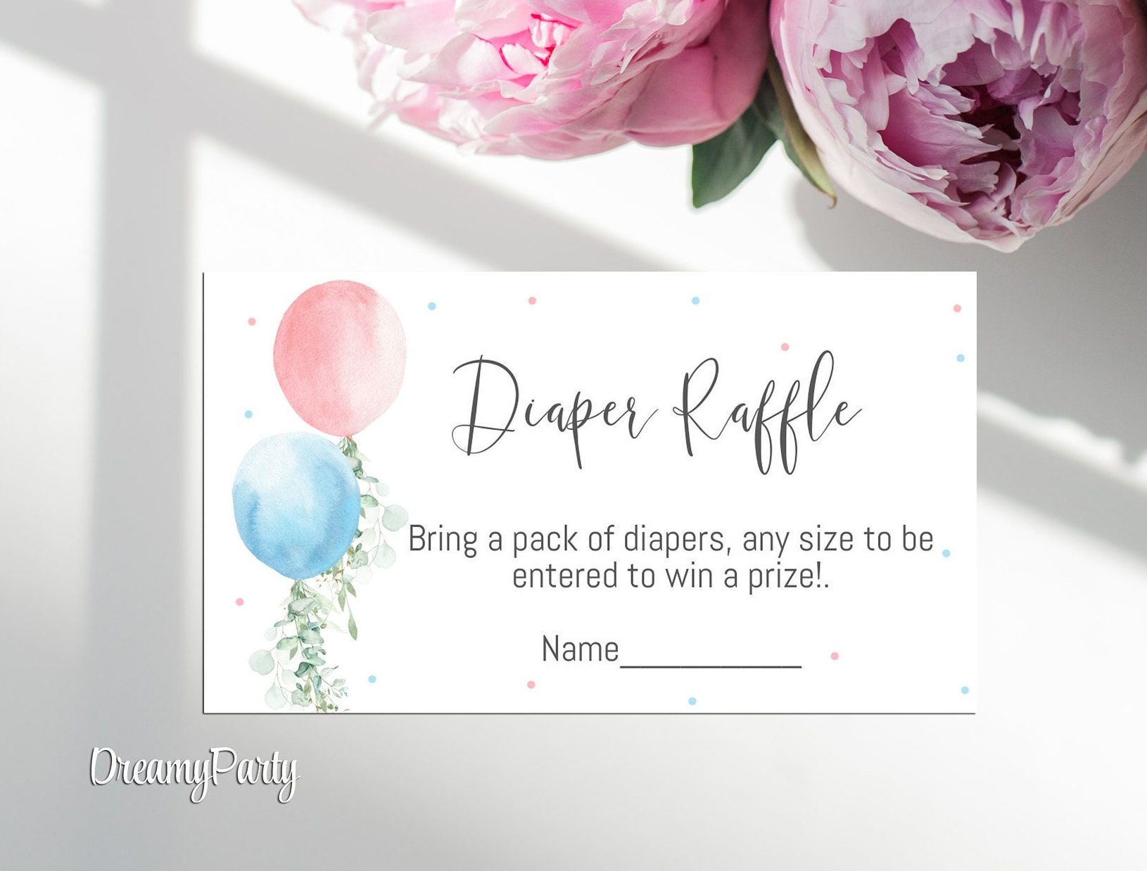 Gender Reveal Diaper Raffle Ticket Editable Balloon Diaper - Etsy
