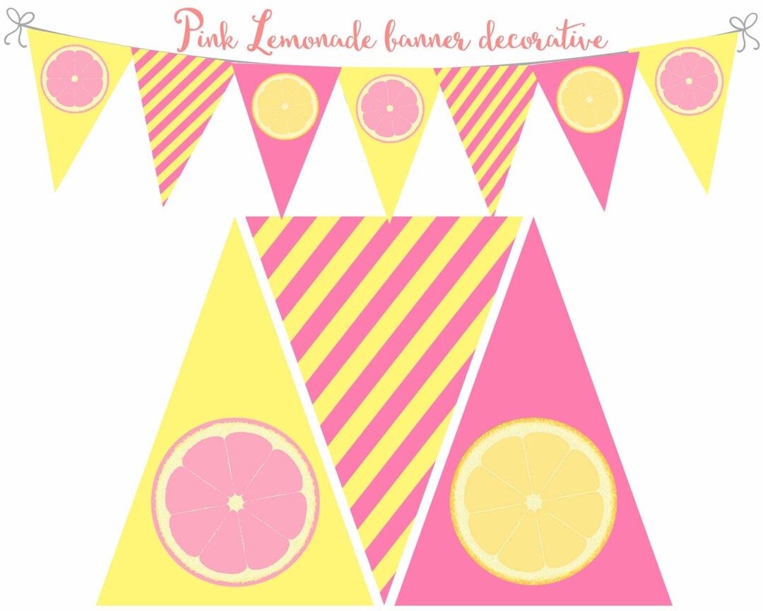 Pink Lemonade Decorations, Pink Lemonade Banner, Pink and Yellow Banner ...