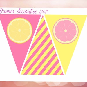 Pink Lemonade Birthday Banner Printable, Pink and Yellow Banner ...