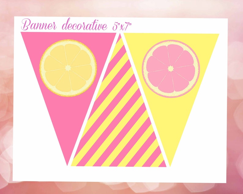 Pink Lemonade Birthday Banner Printable Pink and Yellow - Etsy