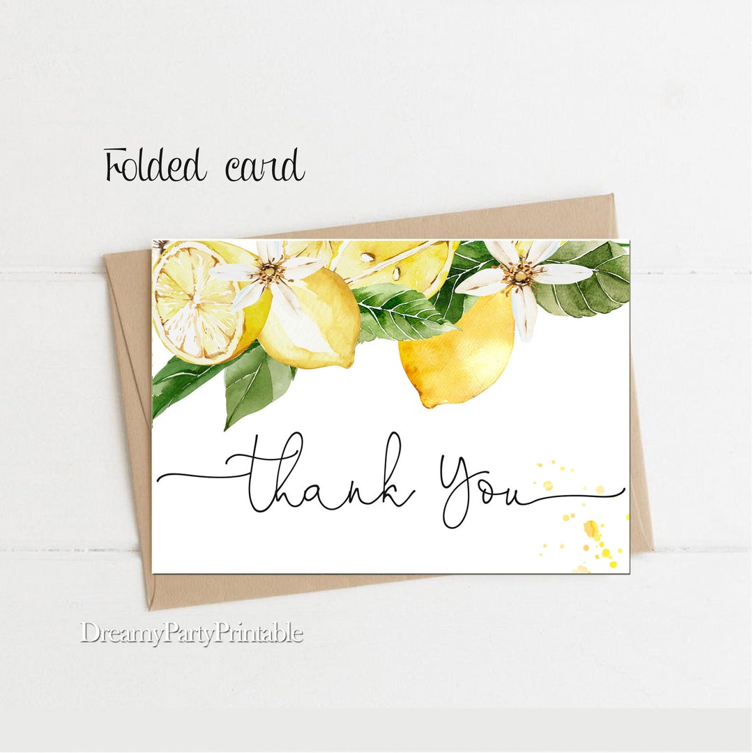 Lemon Thank You Card Lemon Bridal Shower Lemon Baby Shower - Etsy