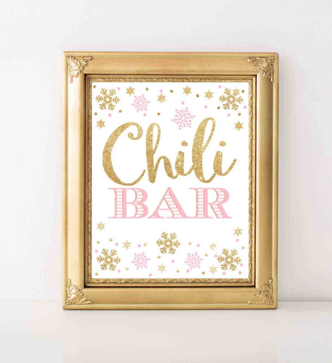 Chili Bar Sign Pink and Gold Chili Bar Sign 8x10 Winter - Etsy