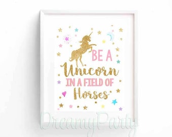 Unicorn Art, Unicorn Print, Chalk Art, Chalkboard Art, Be A Unicorn in ...