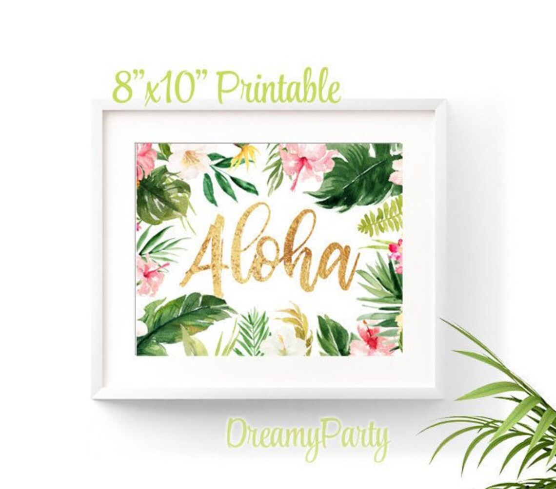 Aloha Printable Wall Art Aloha Sign Tropical Welcome Sign | Etsy