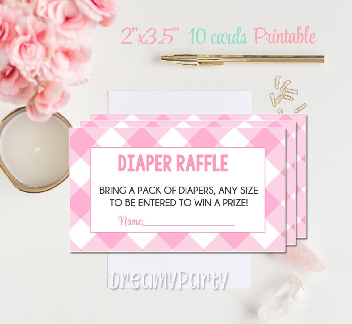 Baby Q Girl Diaper Raffle Sign and Cards Printable Diaper - Etsy