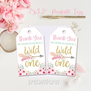 Wild One Thank You Tags, Wild One Favor Tags, Wild One Girl, 1st ...