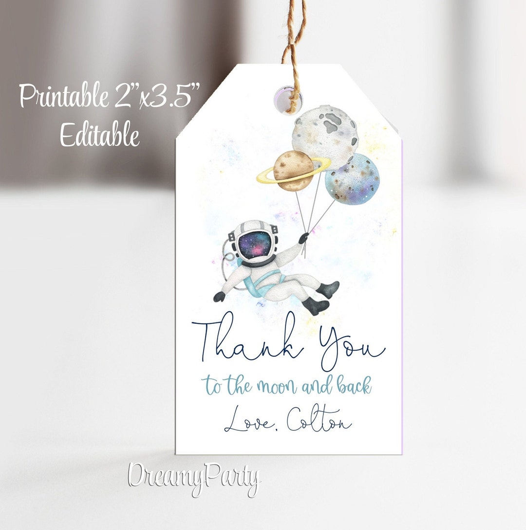 Space Thank You Favor Tags, Outer Space Favor Tags, Editable Astronaut ...