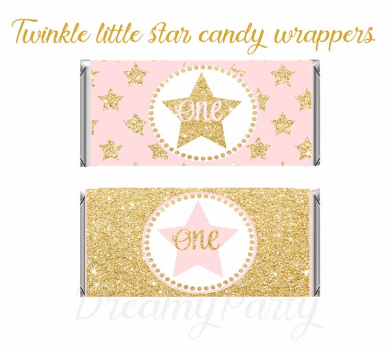 Pink and Gold Twinkle Twinkle Little Star Candy Wrappers | Etsy