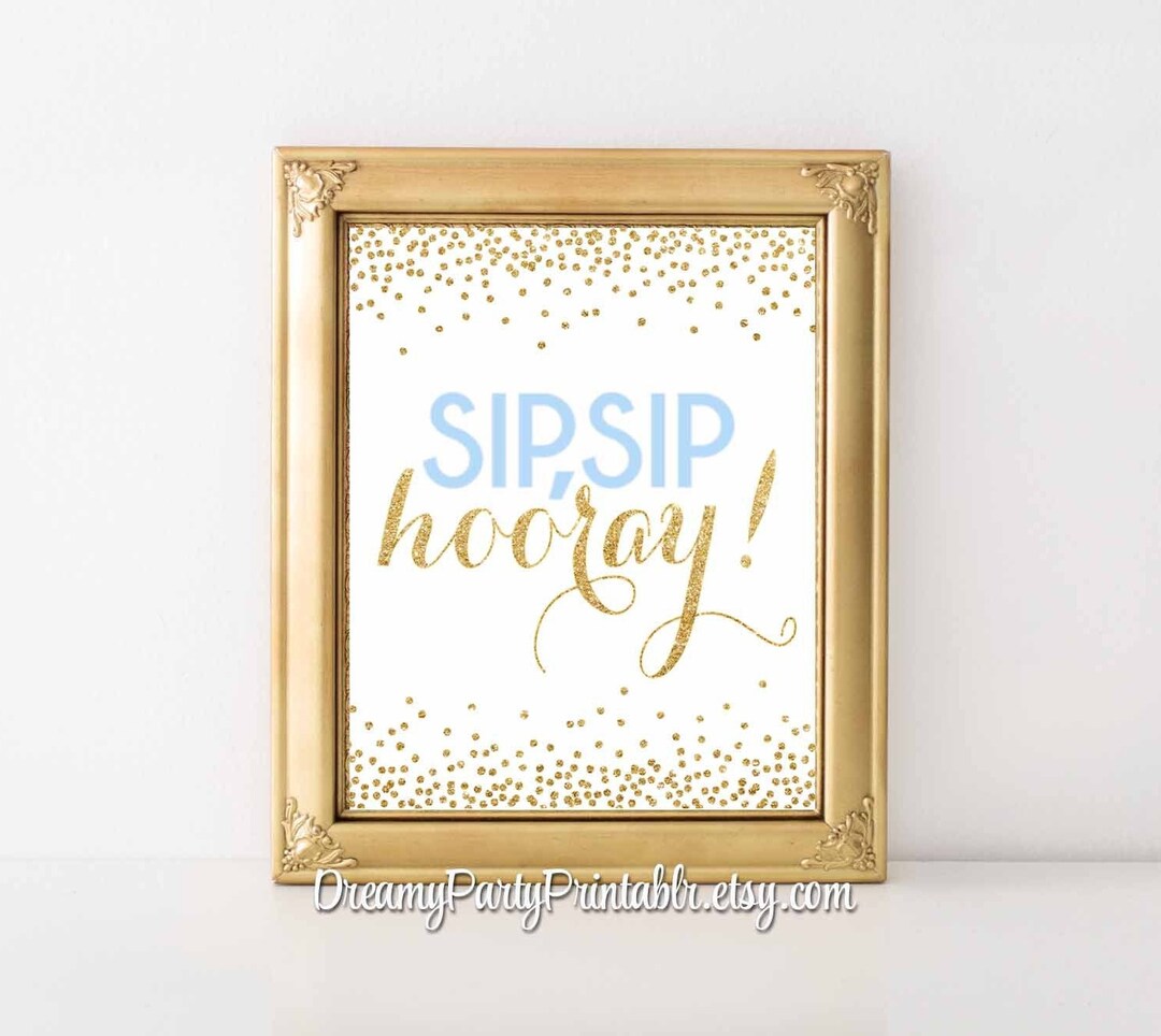 Sip,sip Hooray Printable Sign, Bubbly Bar Sign, 8x10 Bridal Shower Sign ...