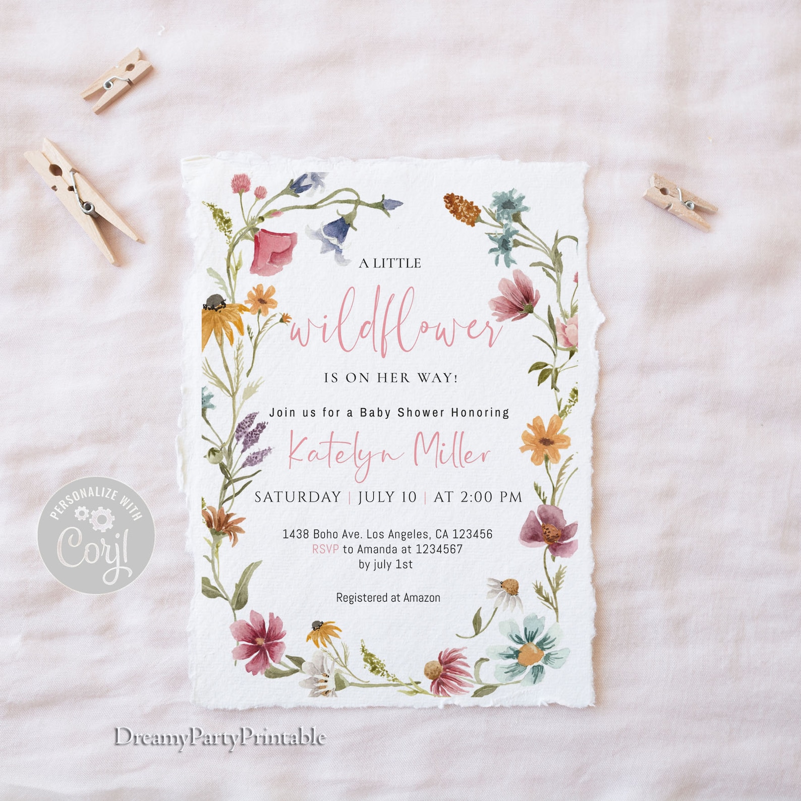 Wildflower Baby Shower Invitation: Editable Floral Design (digital ...