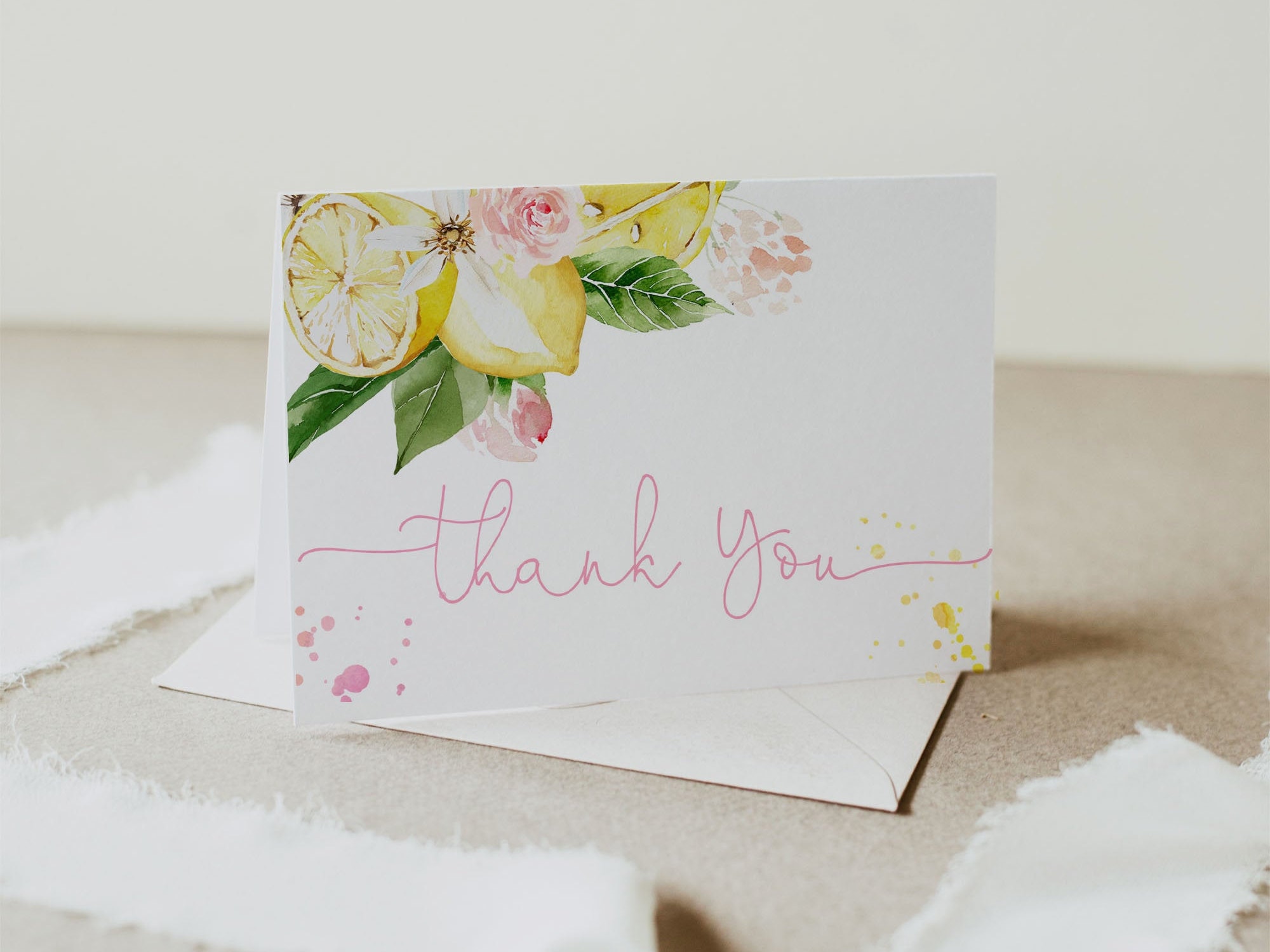Lemon Thank You Card Lemon Baby Shower Girl Citrus Thank You | Etsy