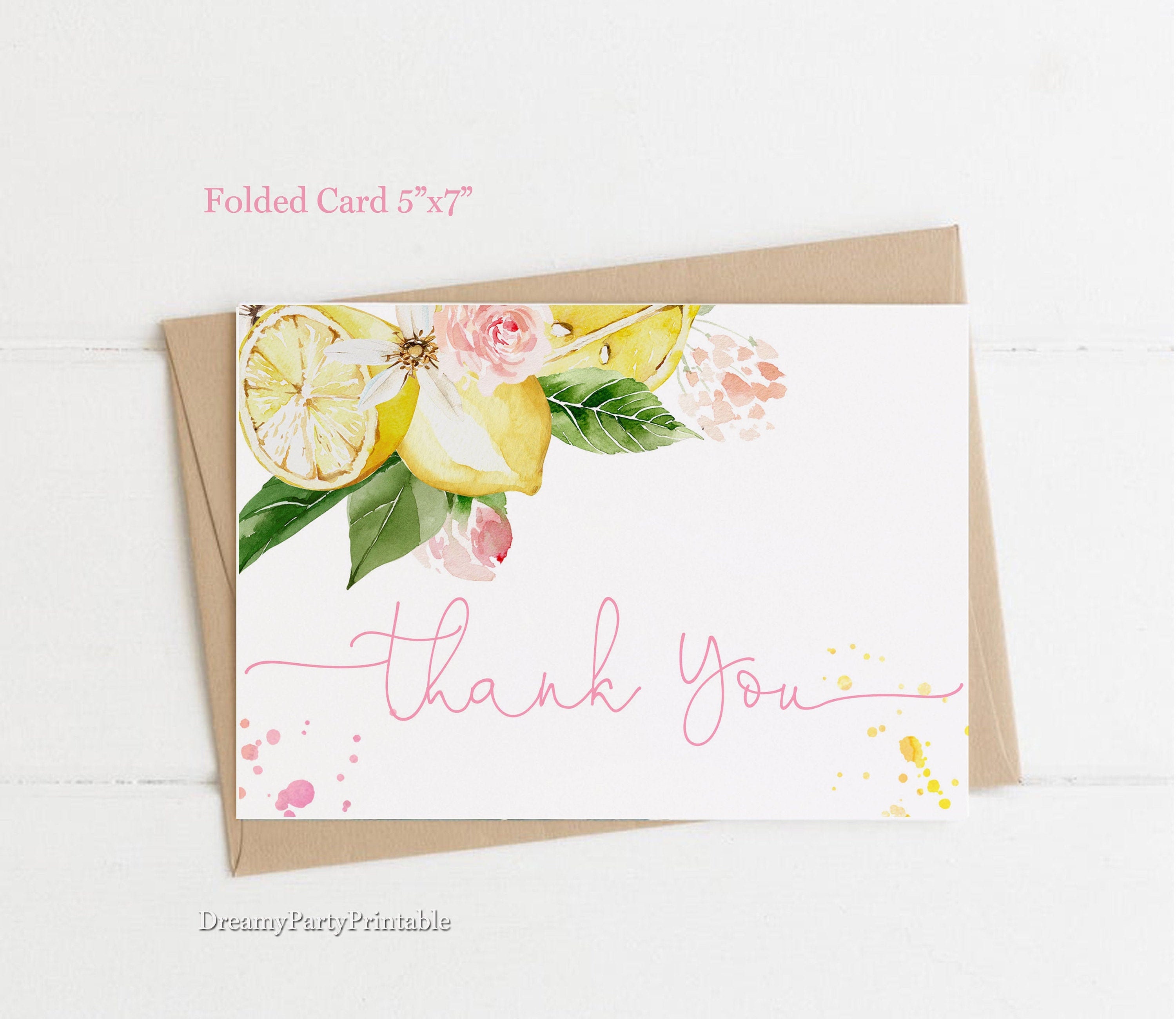 Lemon Thank You Card Lemon Baby Shower Girl Citrus Thank You | Etsy
