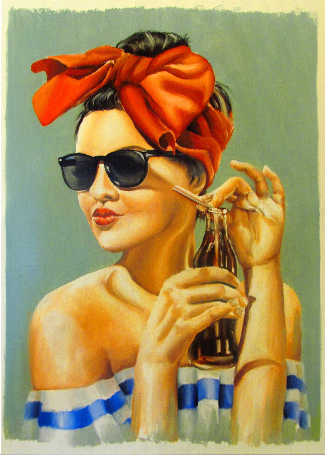 Vintage Pin up Girl Art Print: Sunkissed Retro Portrait - Etsy