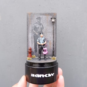 Glass Dome Diorama Graffiti Inpired From Banksy Security Guard With ...