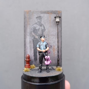 Glass Dome Diorama Graffiti Inpired From Banksy Security Guard With ...