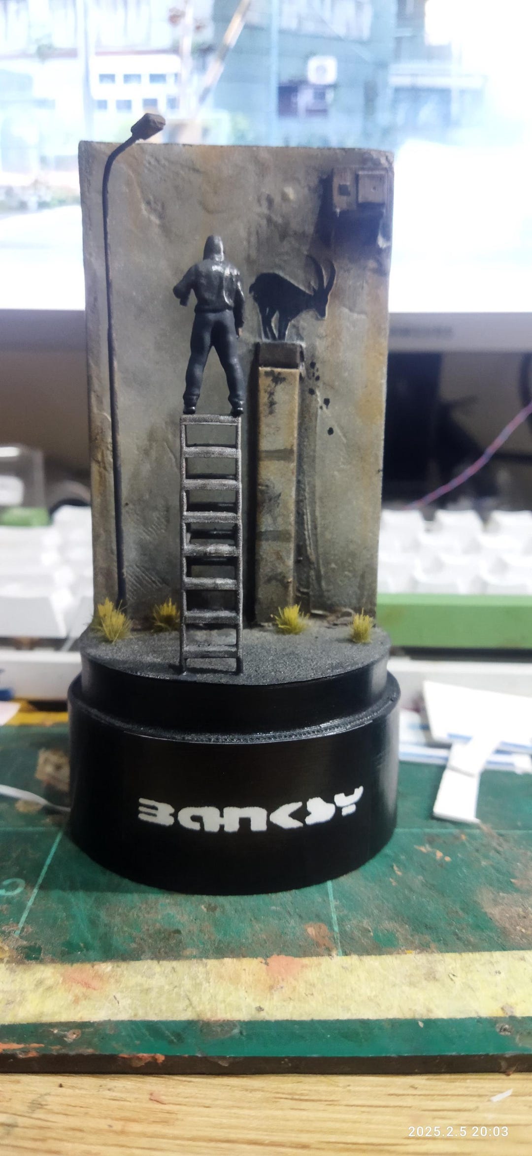 Glass Dome Diorama Graffiti Man Inspired From Banksy "goat" , Street ...