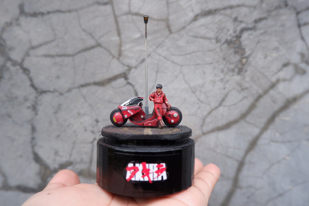 Akira Kaneda Bike Miniature Figure Diorama Glass Dome - Tabletop - Base ...