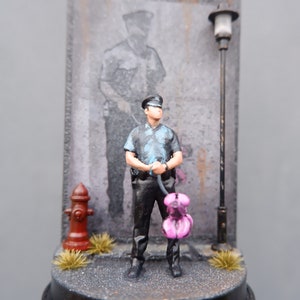 Glass Dome Diorama Graffiti Inpired From Banksy Security Guard With ...