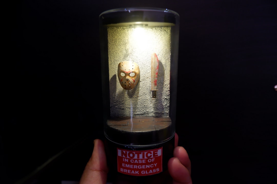 LED Lamp Glass Dome - Jason Mask and Machette Weapon - Emergency Case ...