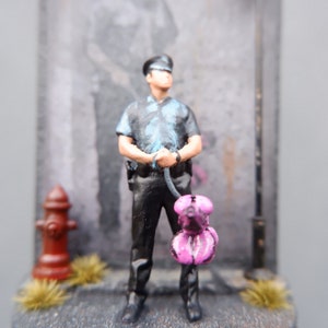 Glass Dome Diorama Graffiti Inpired From Banksy Security Guard With ...