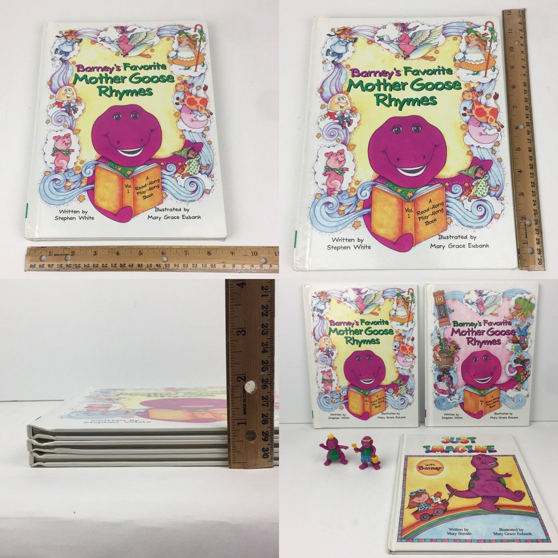 3 Vtg Barney Hardcover Books Mother Goose Rhymes Vol 1 2 Just Imagine 2 ...