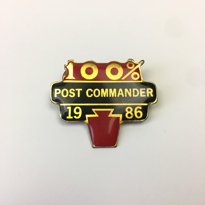 Vintage American Legion 100% Post Commander 1986 Pennsylvania Keystone ...