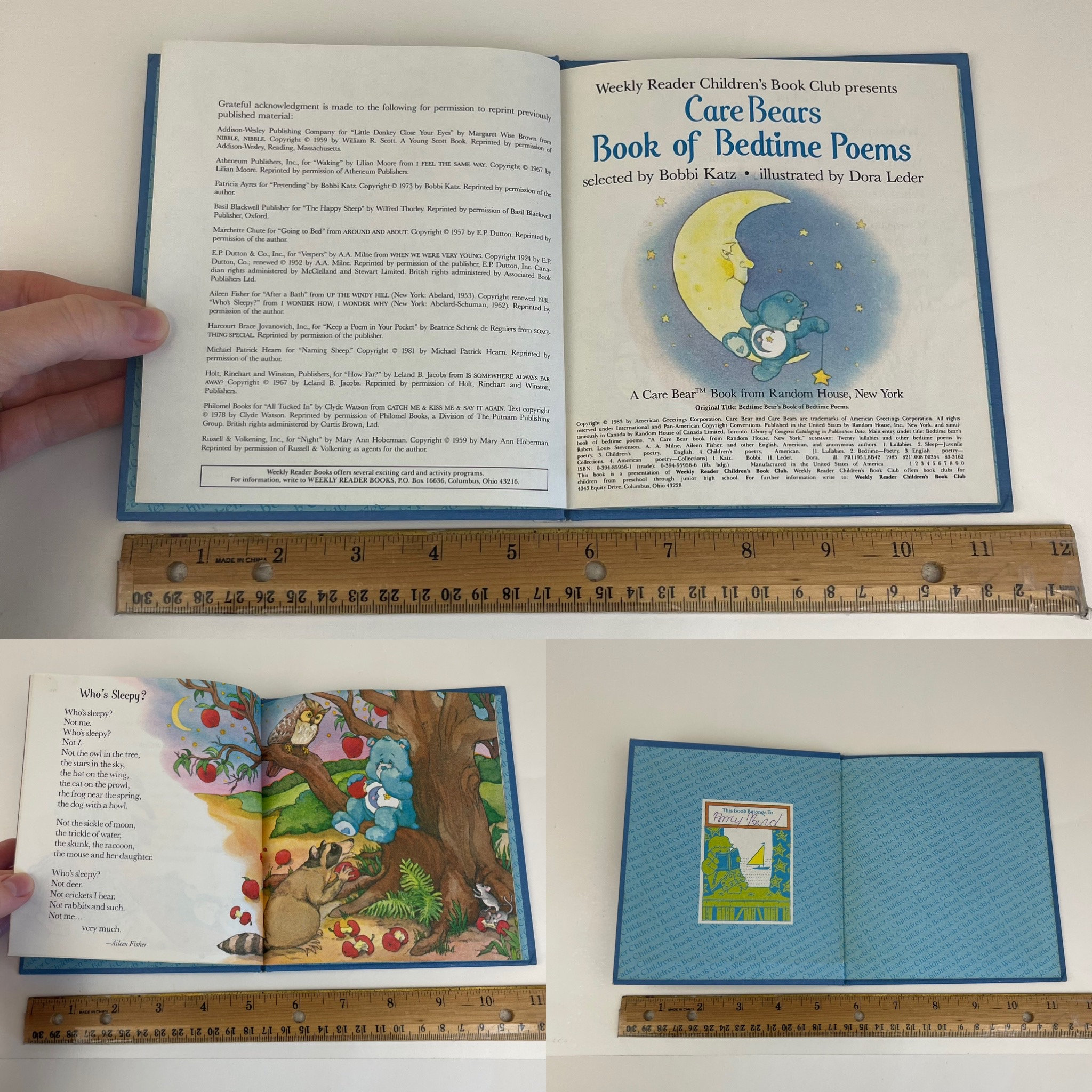 Vtg Care Bears Book of Bedtime Poems Hardcover Nursery Baby Child Book ...