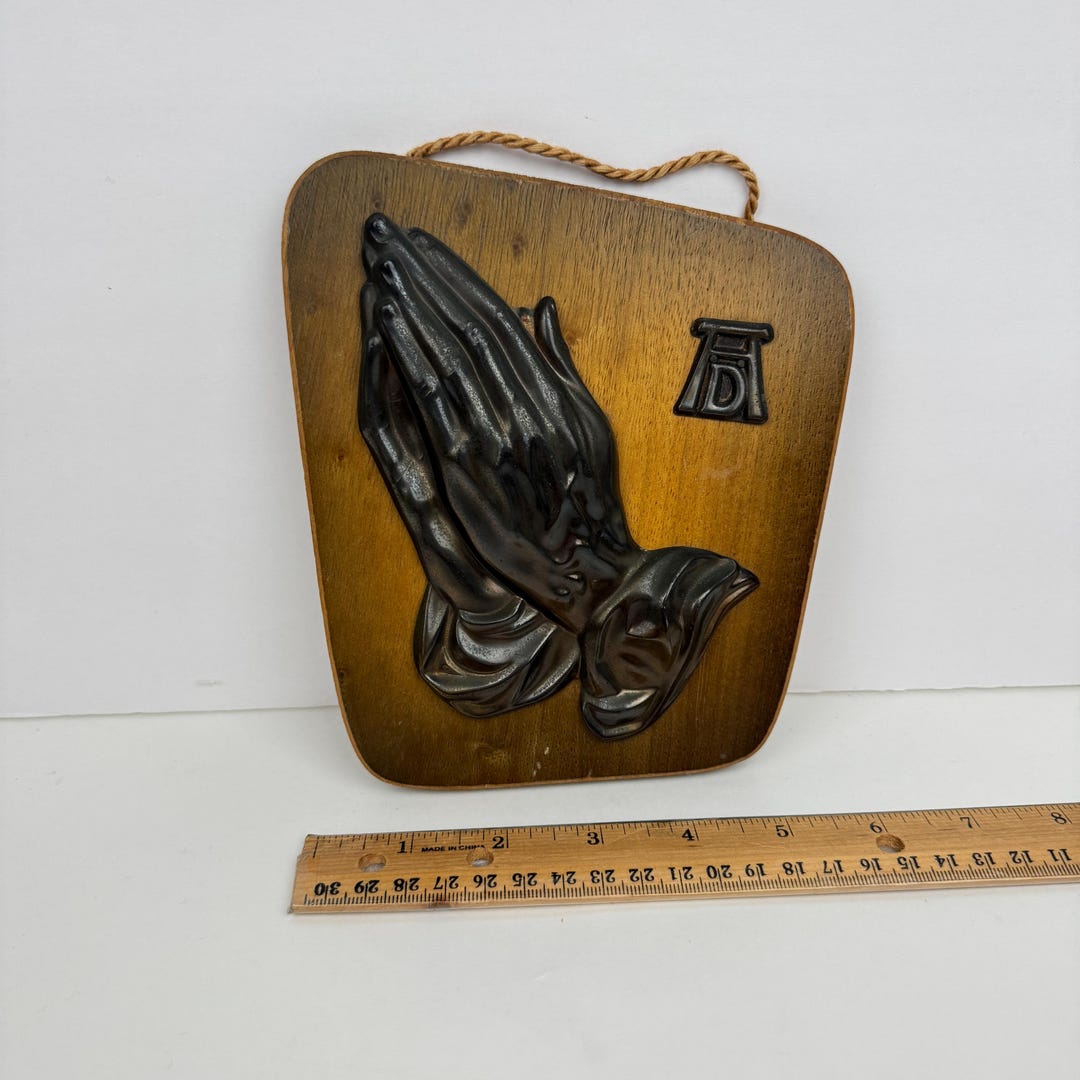 Vtg 1960s Bronze Praying Hands Albrecht Durer Germany on Wood Plaque ...