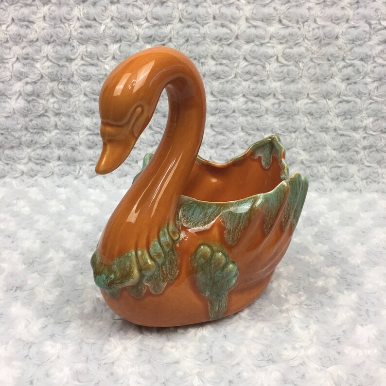 Hull Pottery Swan Bird Planter Pot 812 USA Orange Multicolor - Etsy