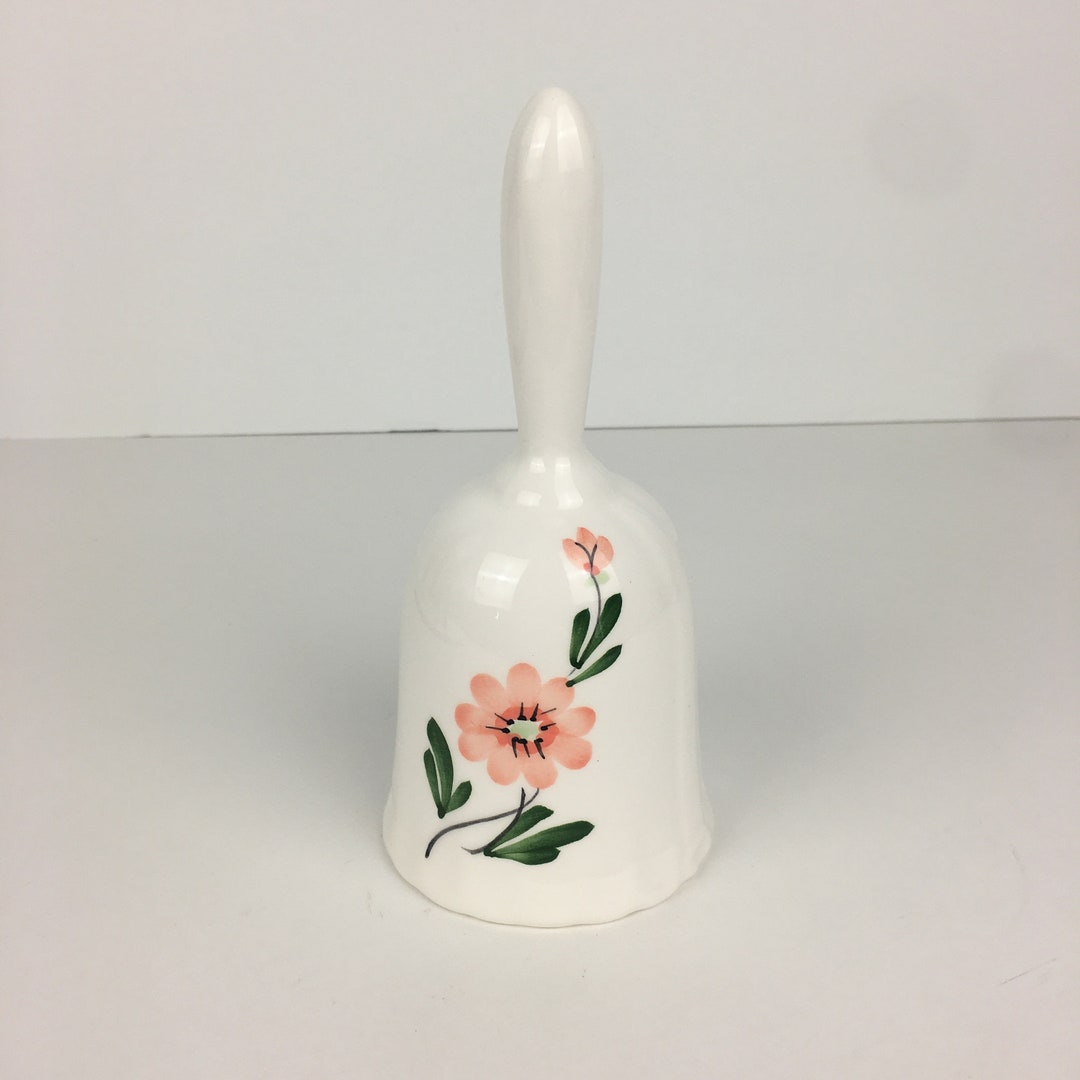 Vtg Ceramic Bell White W Pink Flowers Artistic Gifts Inc Taiwan Buena ...