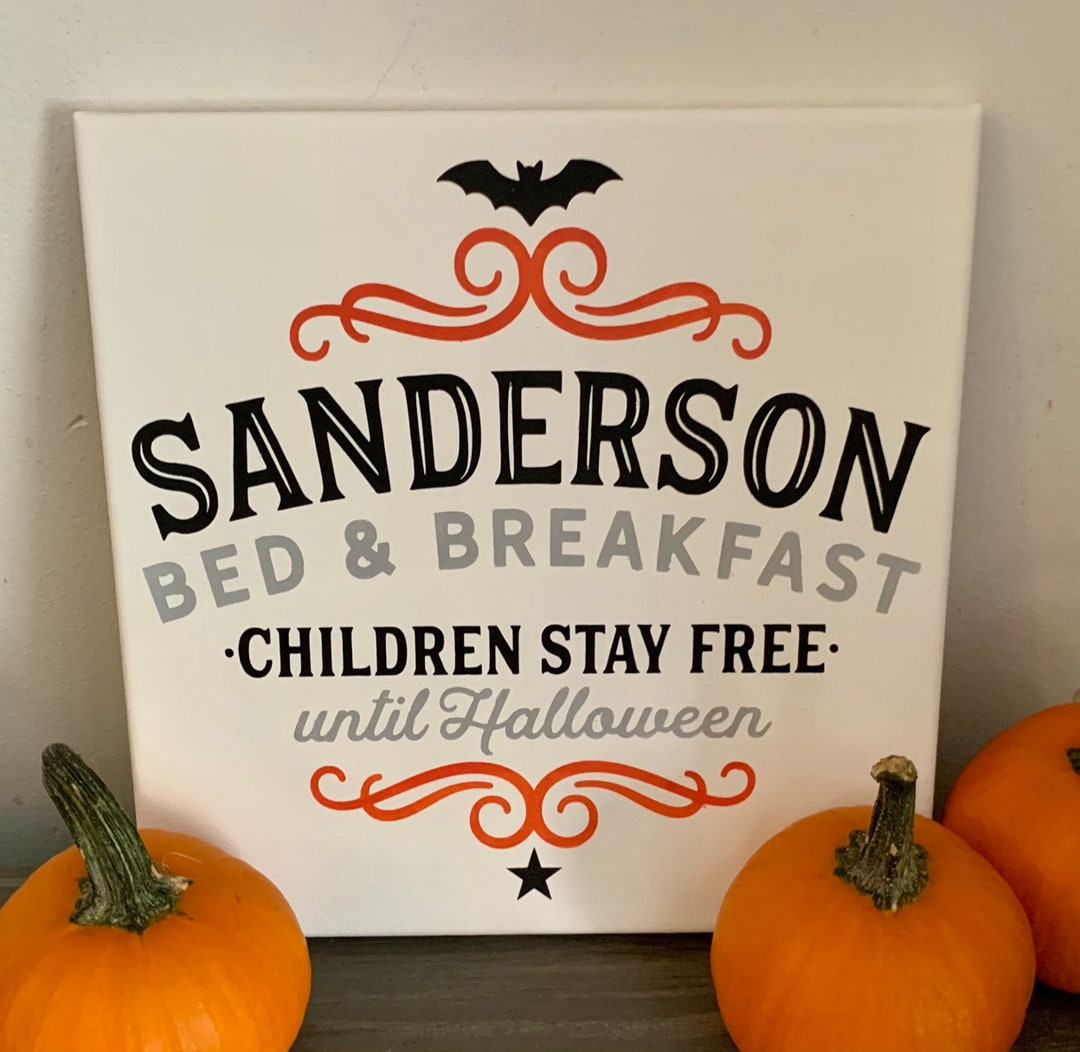 Hand Painted Sanderson Bed & Breakfast 10x10 Canvas Halloween Wall Sign ...