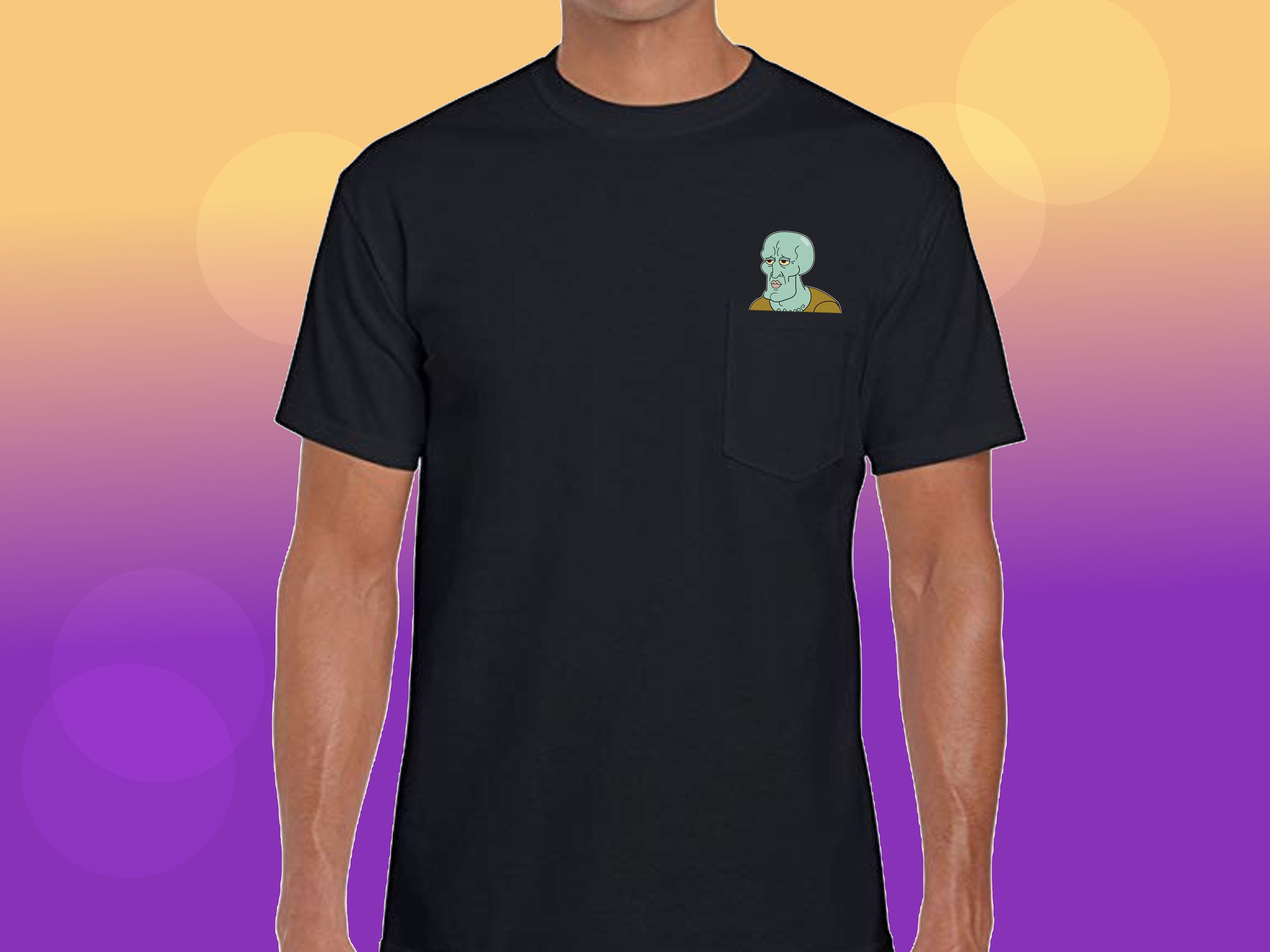 Handsome Squidward Meme Face Inspired Pocket T-shirt - Spongebob ...