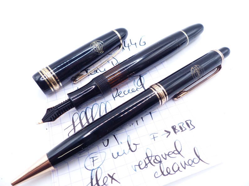 Montblanc 144G Fountain Pen and Pencil Set Flex Nib Restored - Etsy