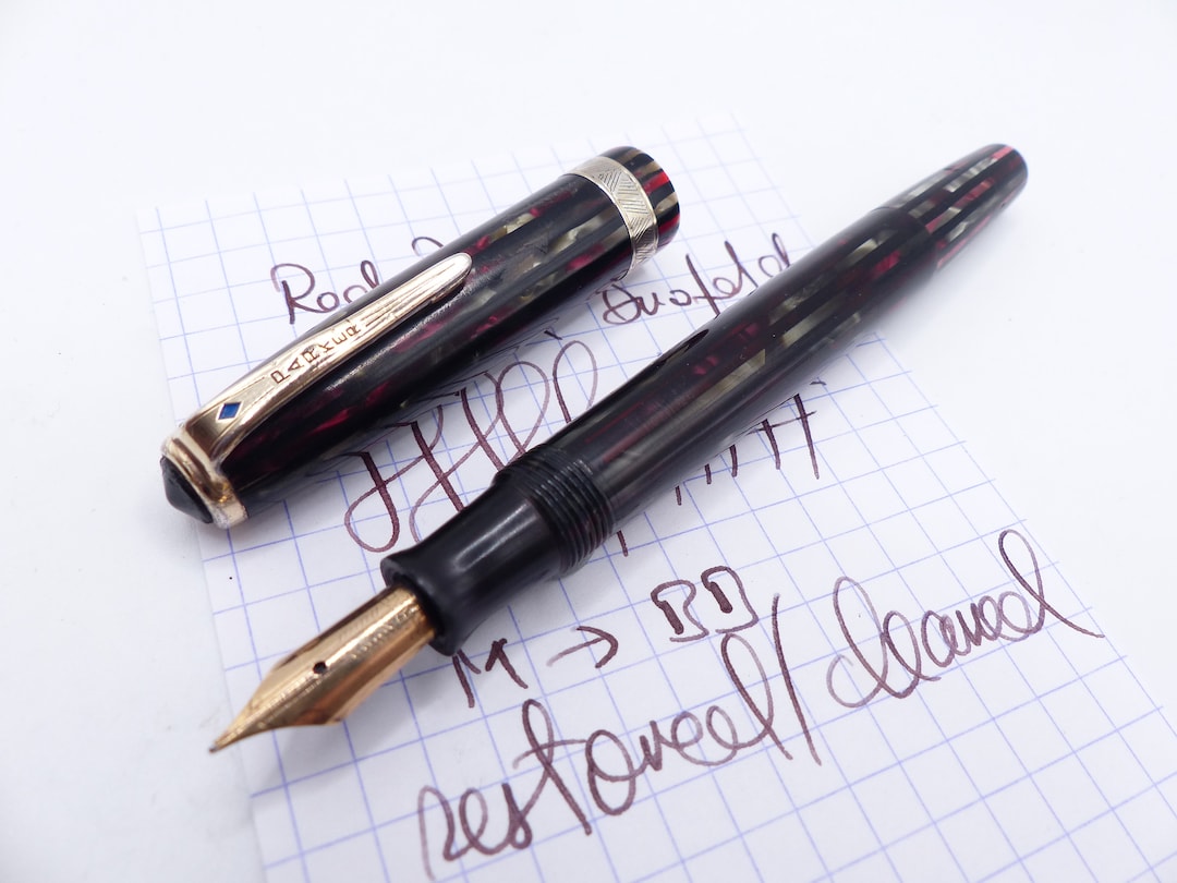 Rusty Red Parker Striped Duofold Ingenue Fountain Pen Restored - Etsy