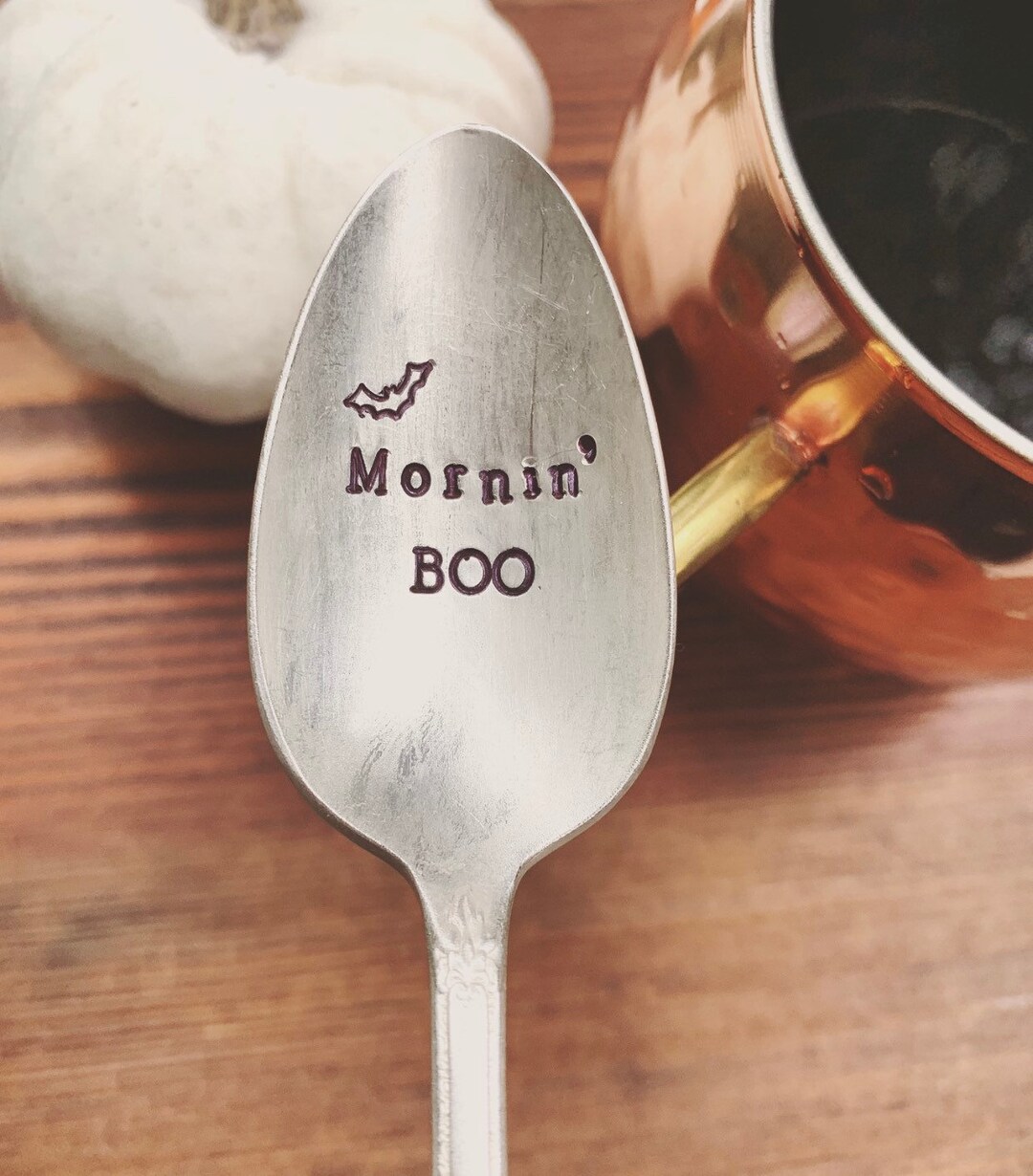Handstamped Spoon Mornin BOO Halloween Theme Coffee Spoon Kitchen Decor ...