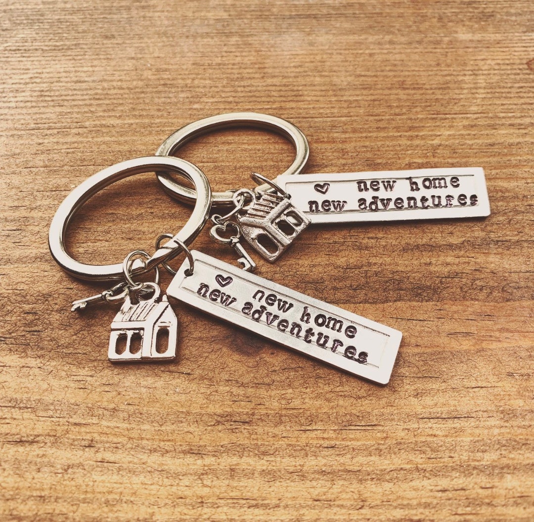 New Home Keychain Set of 2 or Individual Handstamped Personalized ...