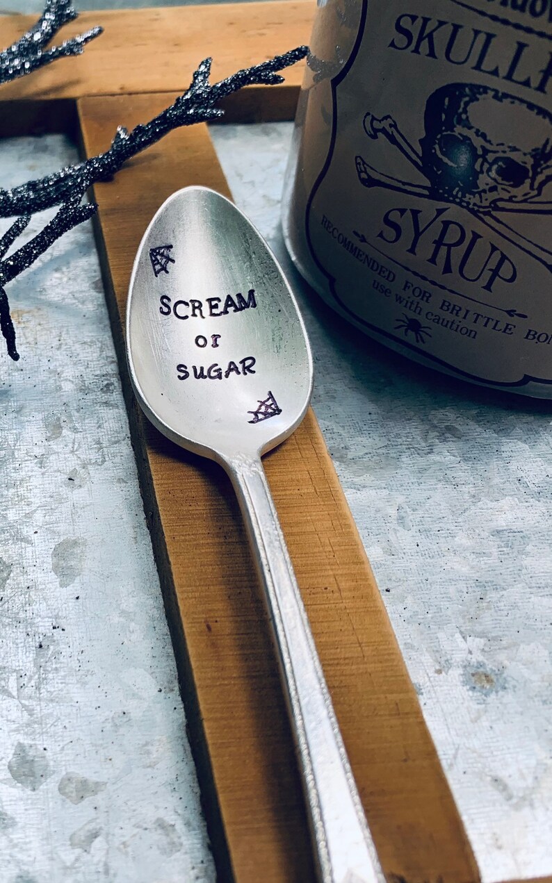 Stamped Halloween Spoon Coffee Spoon Scream or Sugar Spooky Decor ...