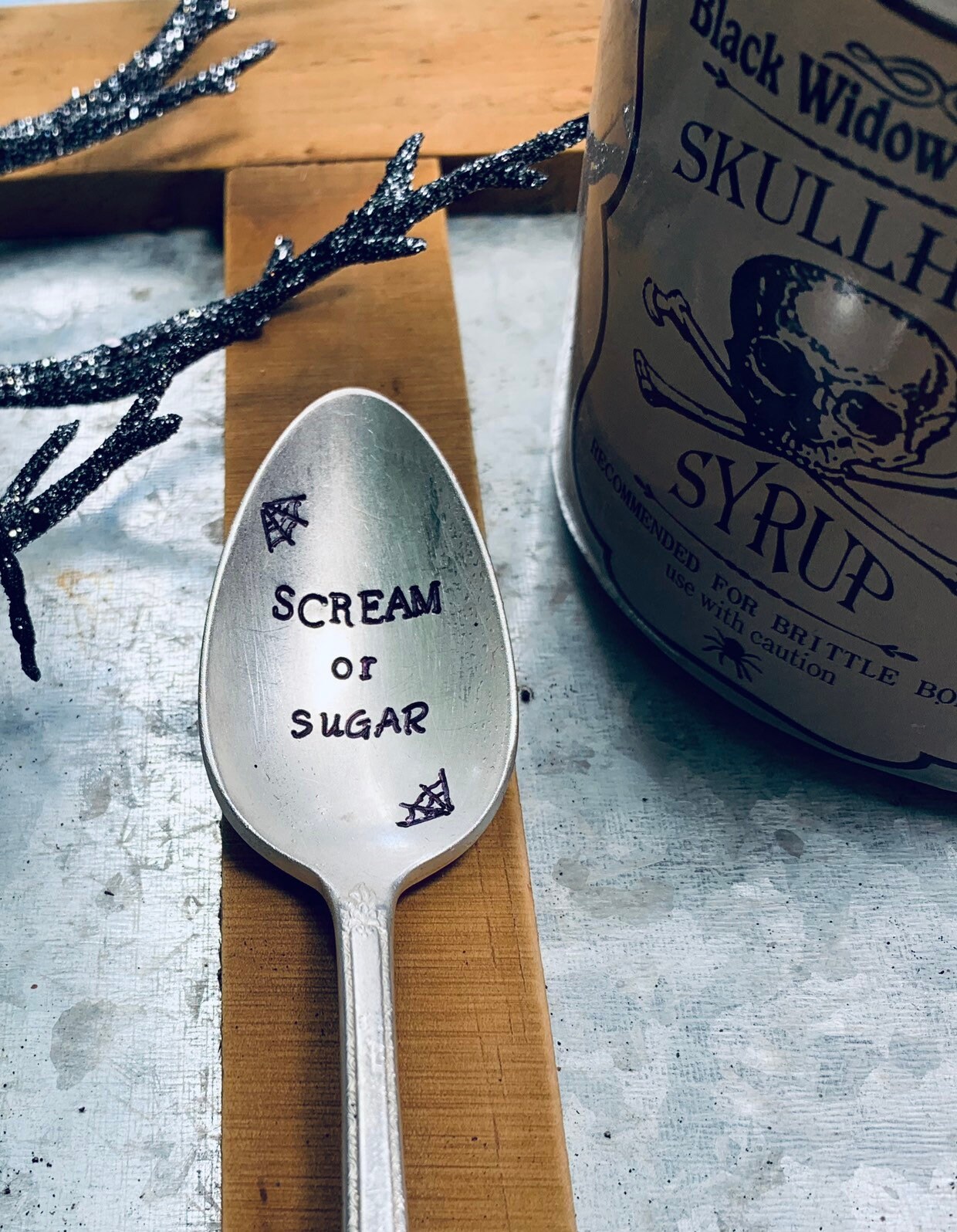 Stamped Halloween Spoon Coffee Spoon Scream or Sugar Spooky Decor ...
