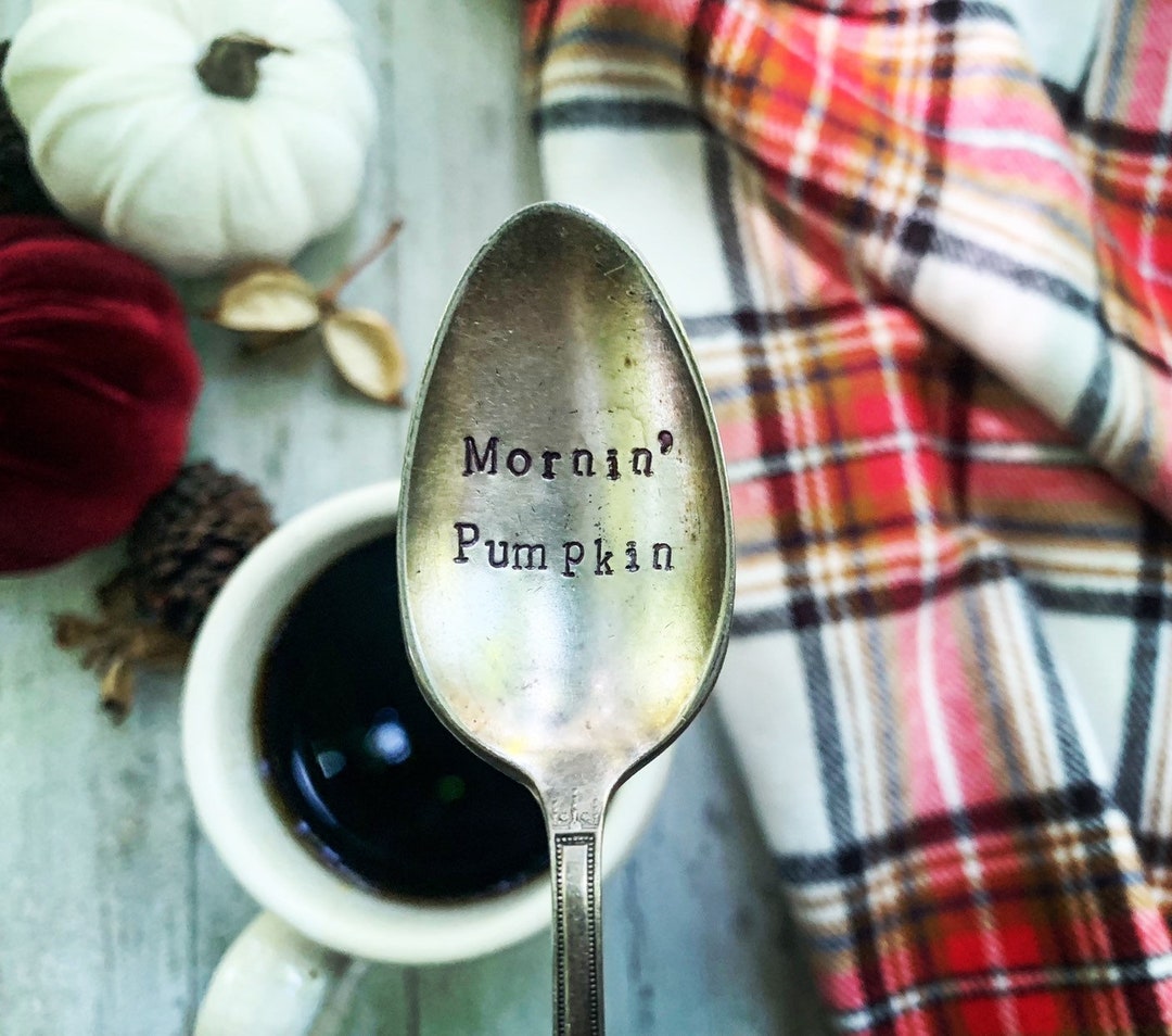 Stamped Spoon Mornin Pumpkin Fall Theme Spoon Handstamped Vintage Decor ...