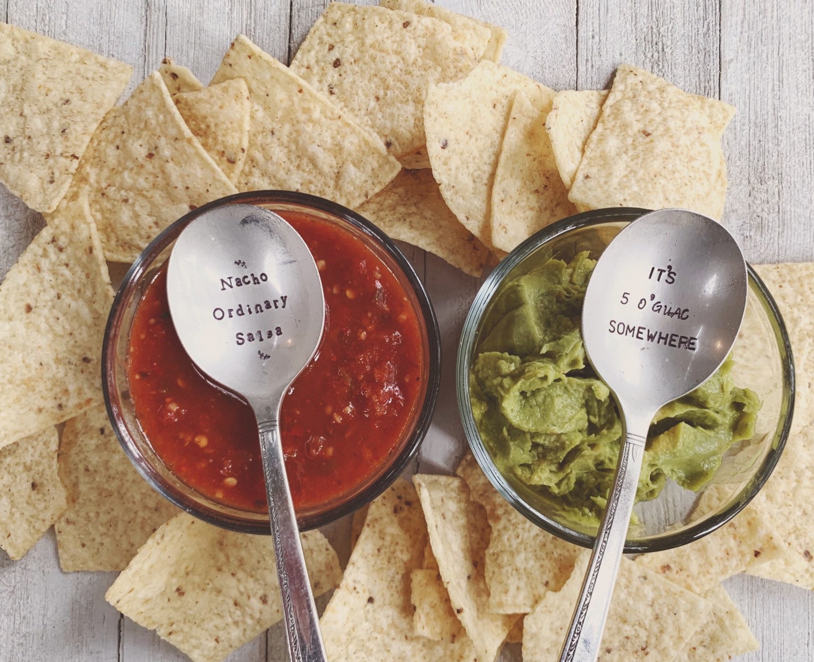 Stamped Serving Spoons Guacamole and Salsa Spoons Hostess Gift Cinco De ...
