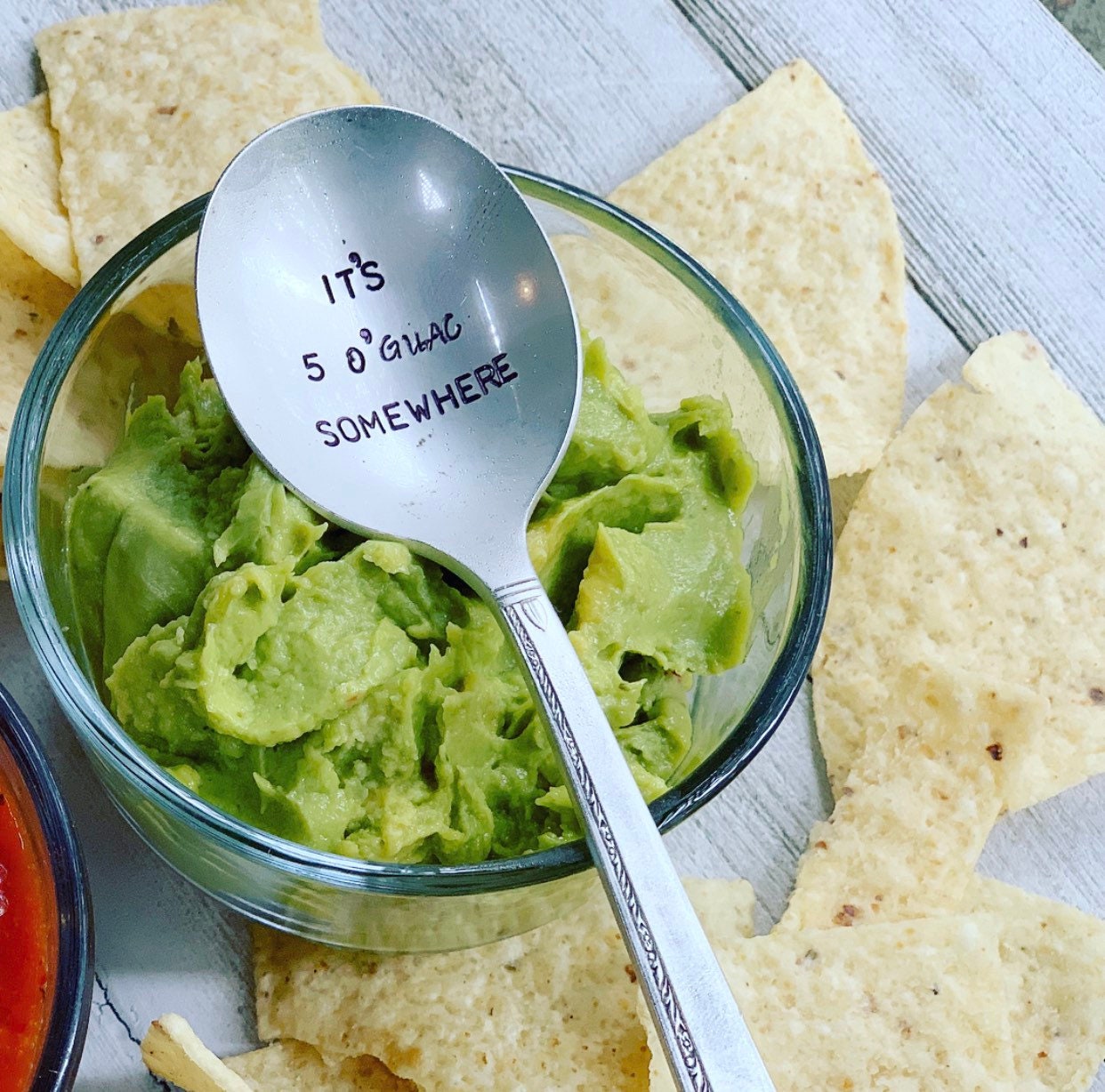 Stamped Serving Spoons Guacamole and Salsa Spoons Hostess Gift Cinco De ...