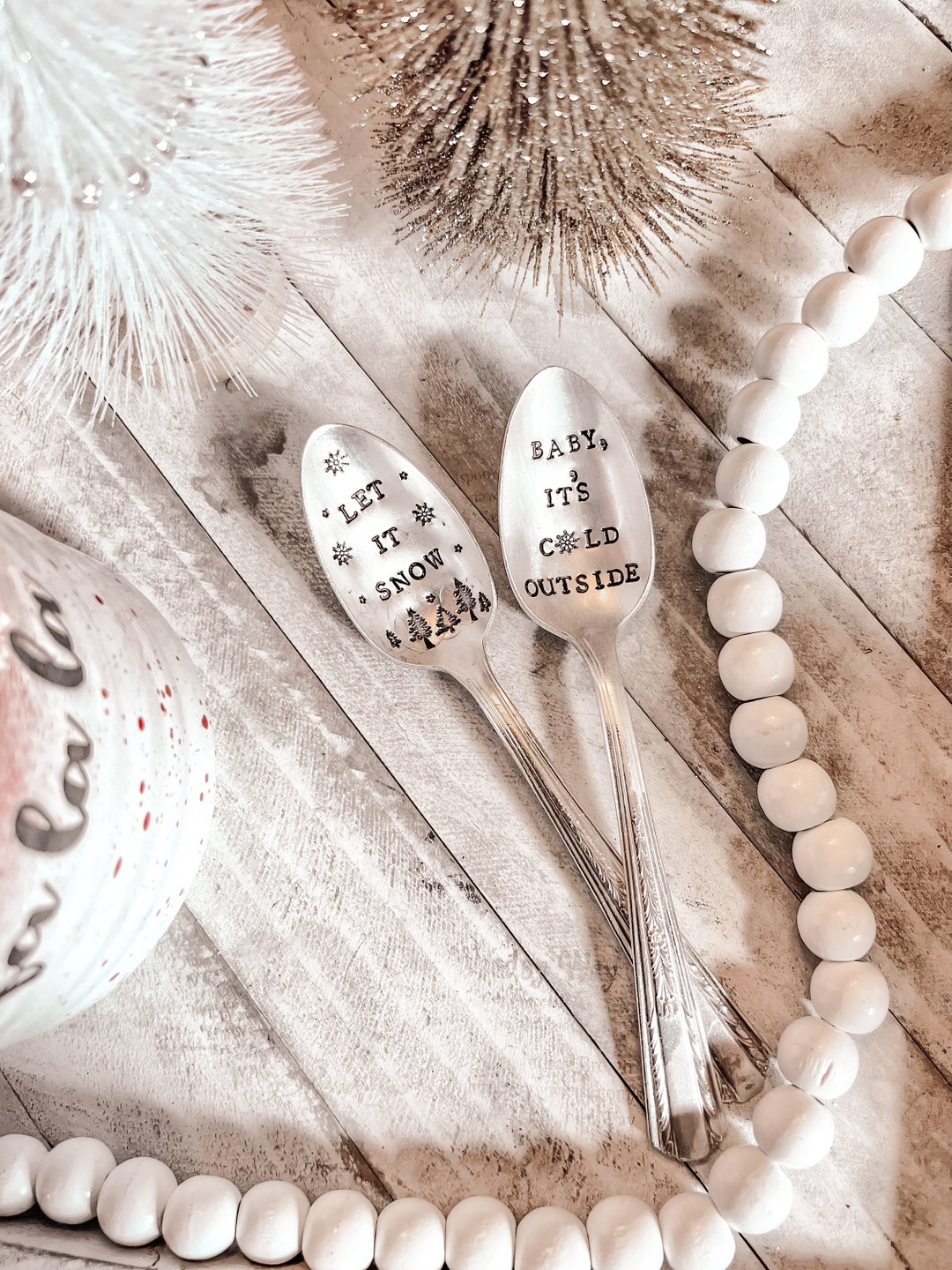 Stamped Christmas Spoons Let It Snow Baby It’s Cold Outside Vintage ...