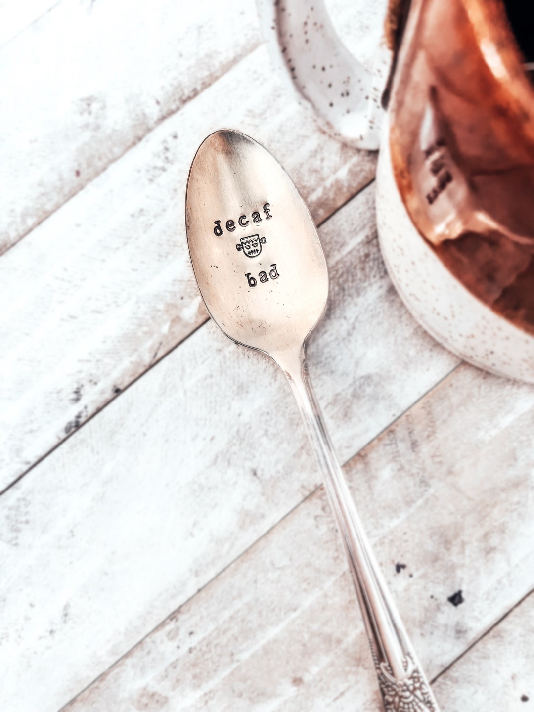 Stamped Frankenstein Coffee Spoon Halloween Decor Decaf BAD Funny ...